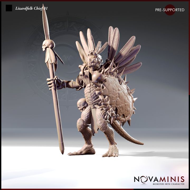 3D Printable Lizardfolk Chief 01 by NovaMinis